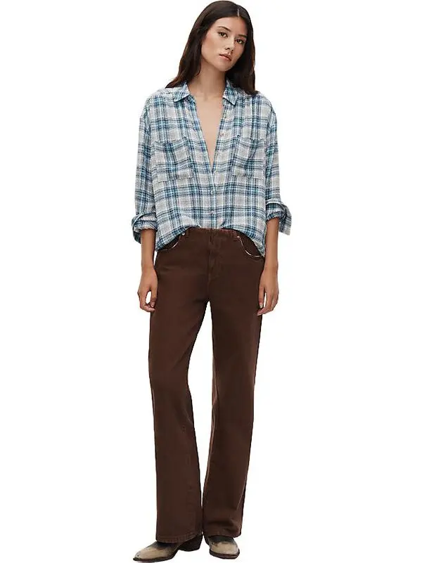 PILCRO Isla Clean Waist Mid-rise Stovepipe Jeans - Brown