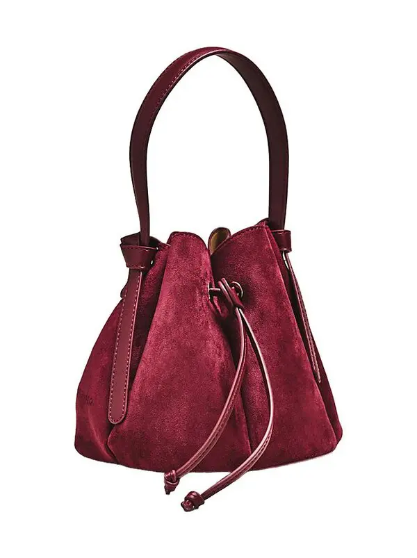 MELIE BIANCO Faux Suede Cinched Bucket Bag - Red