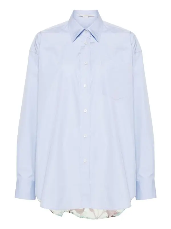 Stella McCartney Oversized Poplin Shirt With Chiffon Insert - Blue