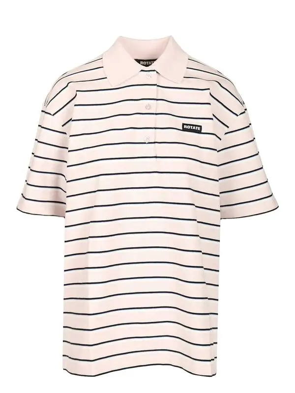 ROTATE BY BIRGER CHRISTENSEN Striped Organic Cotton Jersey Polo Shirt - Multicolor