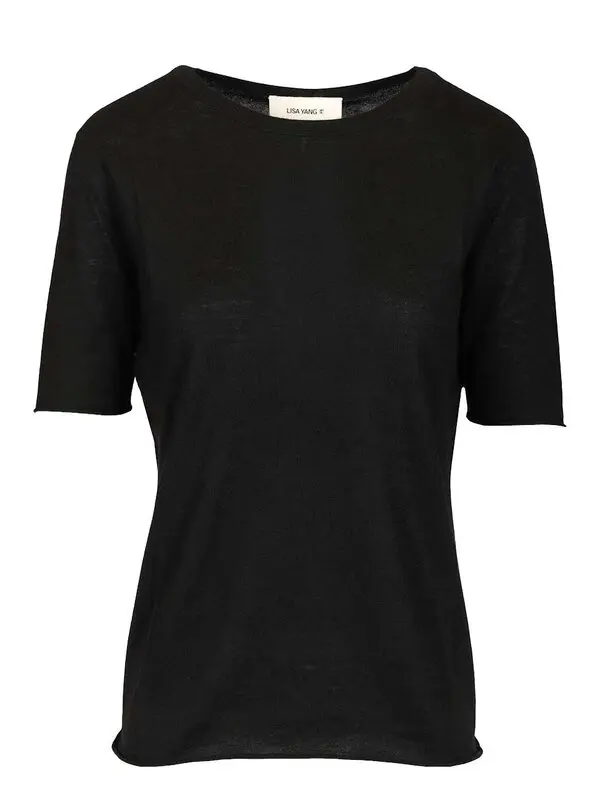 LISA YANG Ari Short-sleeved Cashmere Knit T-shirt - Black