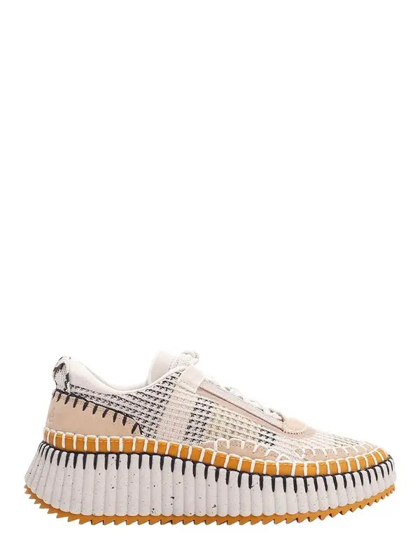 Chloé Nama Mixed Material Sneakers - Cream