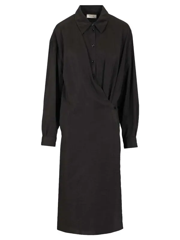 LEMAIRE Twisted Silk Blend Shirt Dress - Gray