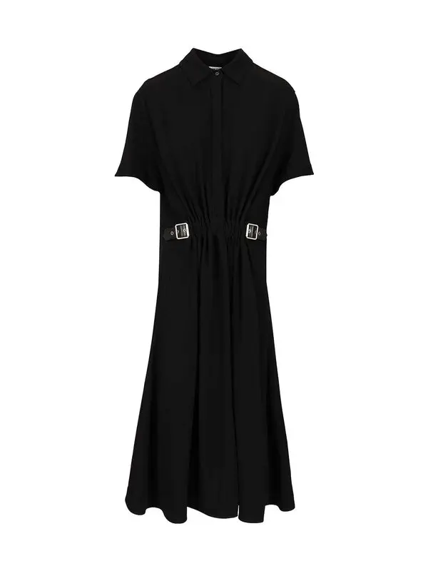 Loewe Stretch Viscose Dress With Leather Belt - Black