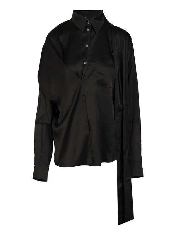 Acne Studios Button-up Blouse With Scarf Detail - Black