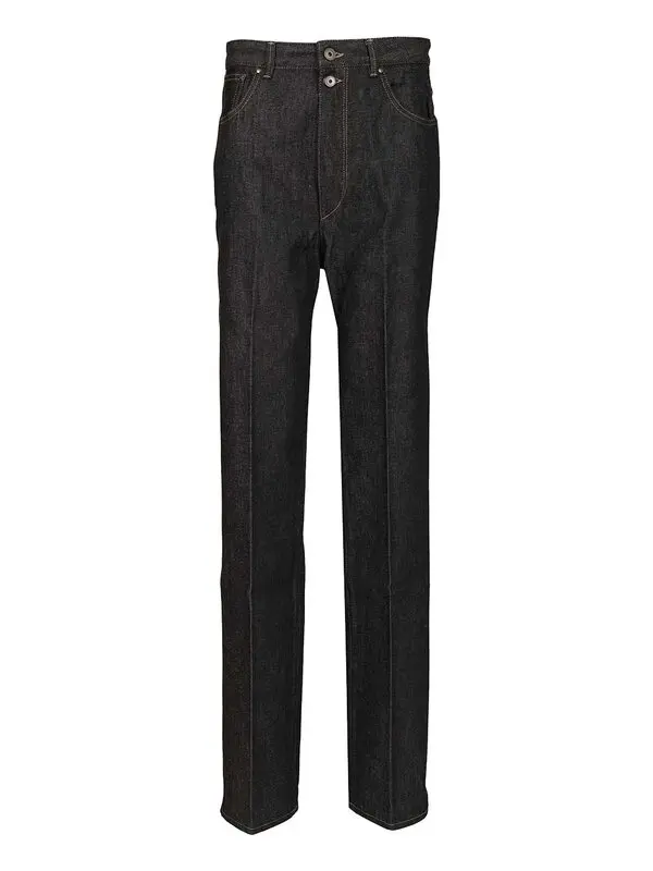 LEMAIRE Straight Leg Pleated Denim Trousers - Gray