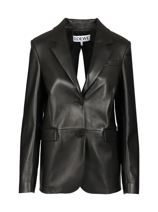 Loewe Lambskin Nappa Single-breasted Jacket With Back Vent - Black