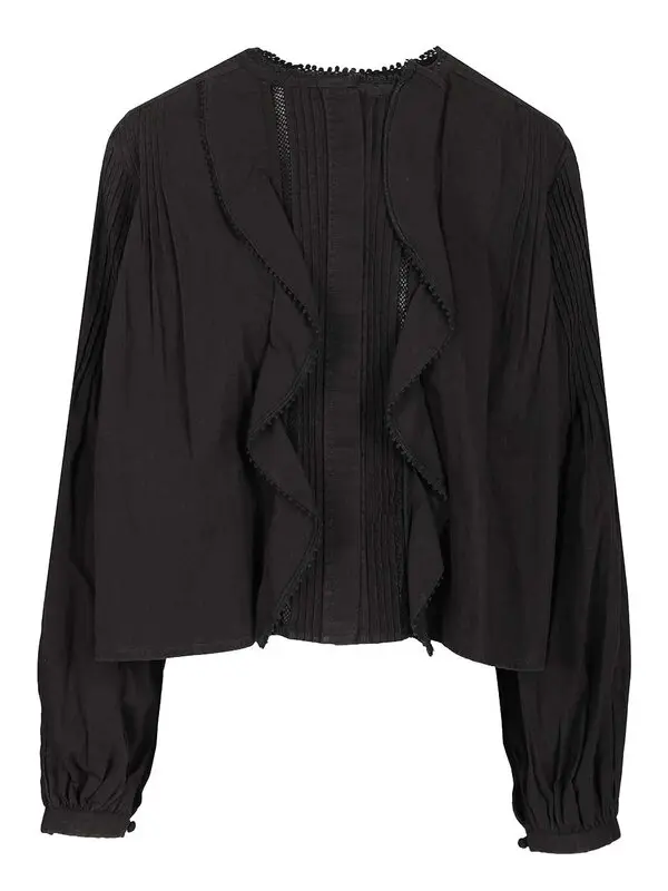 Isabel Marant Étoile Cubraly" Cotton Blouse With Ruffle And Crochet Detailing - Black