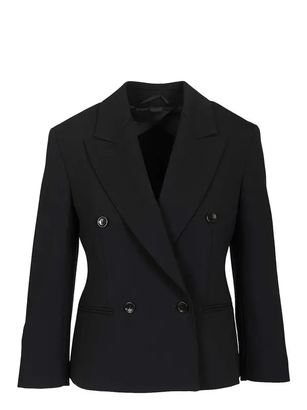 Max Mara Double-breasted Cropped Wool Canvas Blazer - Blue