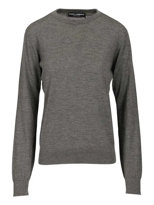 Dolce & Gabbana Cashmere Sweater With Embroidered Dg Logo - Gray
