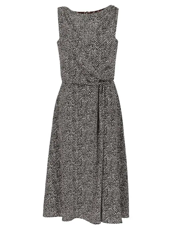 Dolce & Gabbana Heavy Crepe Chevron Print Dress - Gray