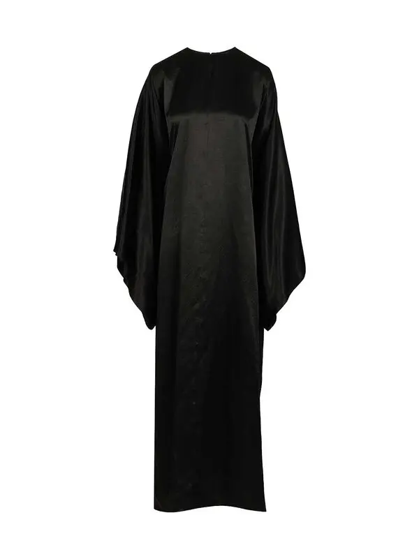 Balenciaga Maxi Dress In Satin With Flared Sleeves - Black