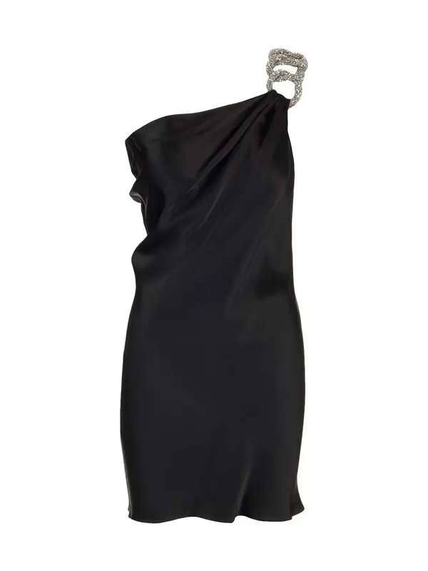 Stella McCartney Falabella One-shoulder Mini Dress With Crystal Embellishment - Black