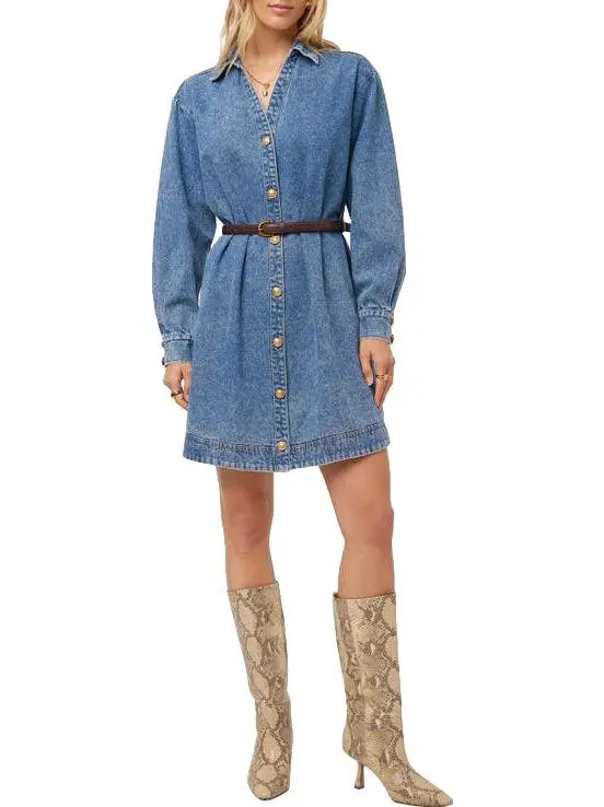 Fifteen Twenty Sade Belted Shirt Dress - Denim
