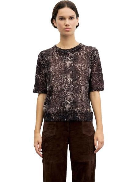 Gerard Darel Rosa Animal Print Fine Wool Sweater - Brown