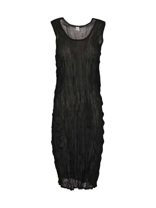 TOTEME Crinkled Knit Tank Dress - Black
