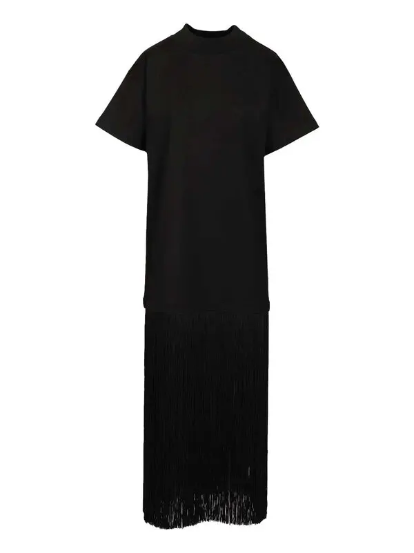 Alaïa Cotton Jersey T-shirt With Fringe Detail - Black