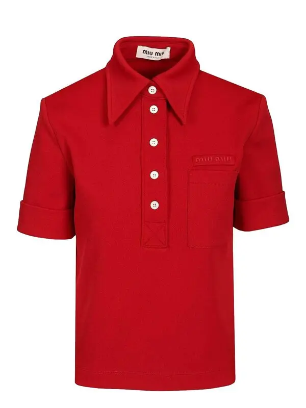 Miu Miu Technical Jersey Polo Shirt - Red