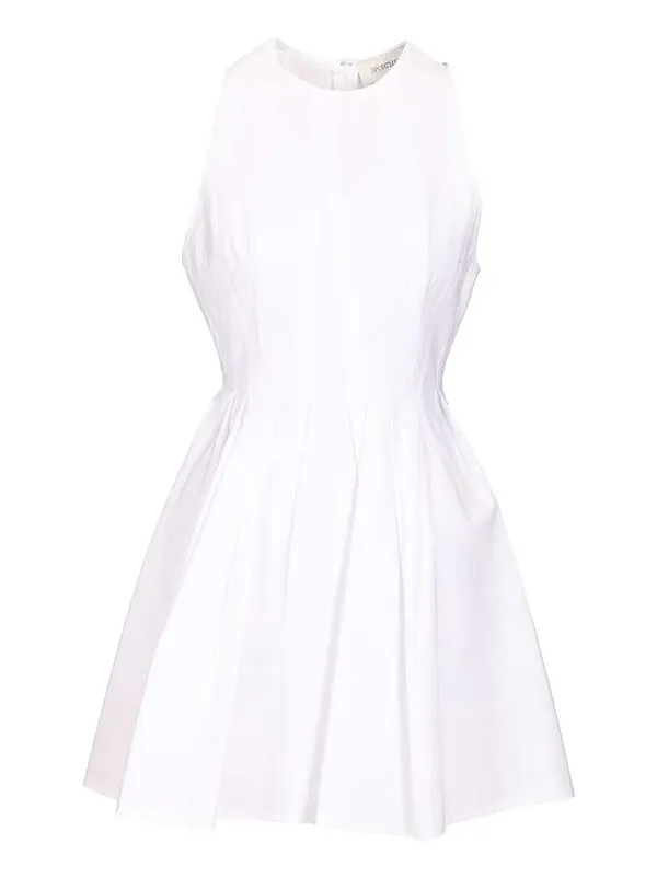 Sportmax Sleeveless Washed Cotton Mini Dress - White