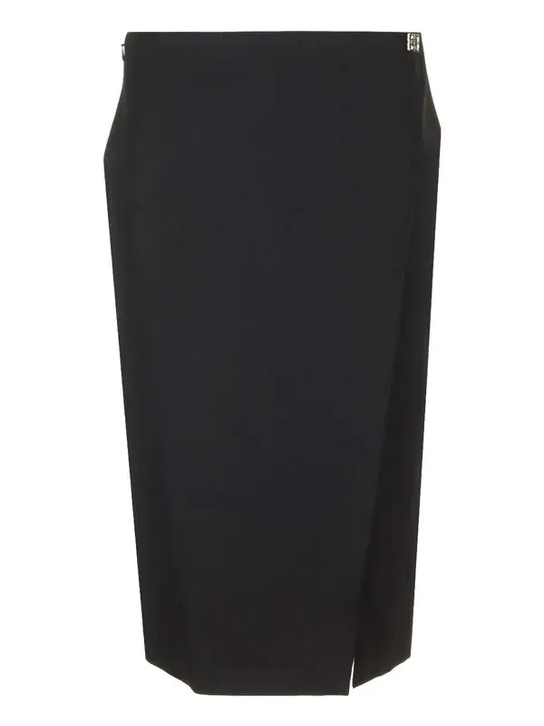 Givenchy Grain De Poudre Wool Midi Skirt With 4g Hardware - Black