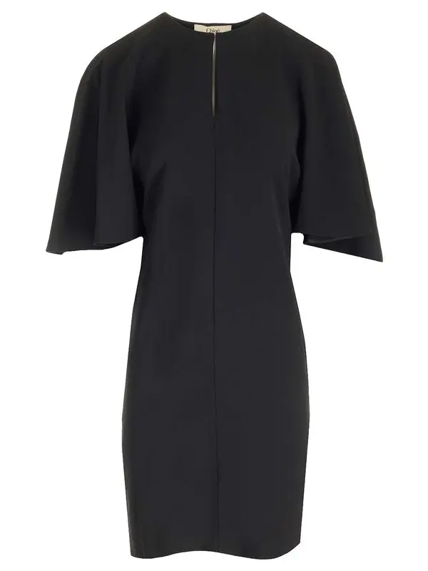 Chloé Cape Sleeves Mini Dress - Black