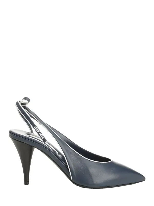 Miu Miu Nappa Leather Slingback Pumps With Bow Detailing - Green
