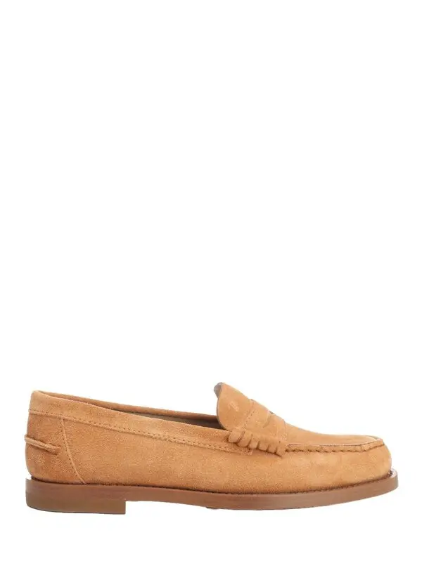 TOD'S Suede Moccasins With Embossed Monogram - Brown