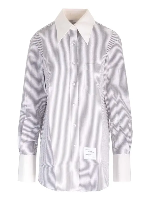 Thom Browne Seersucker Long Shirt - Gray