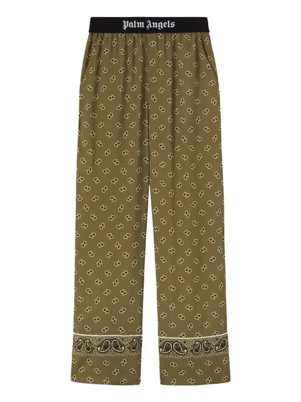 Palm Angels Straight Paisley Print Viscose Pants - Green