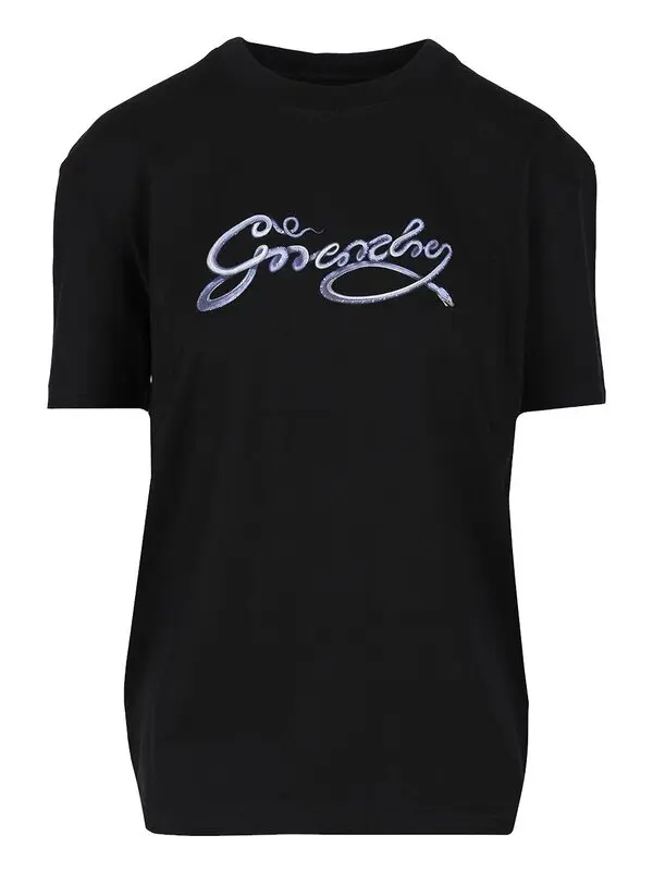 Givenchy Crewneck Printed Logo Cotton T-shirt - Black