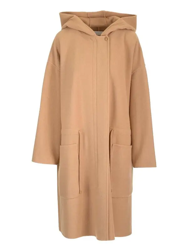 Max Mara Wool And Cashmere Blend Miele Coat - Cream