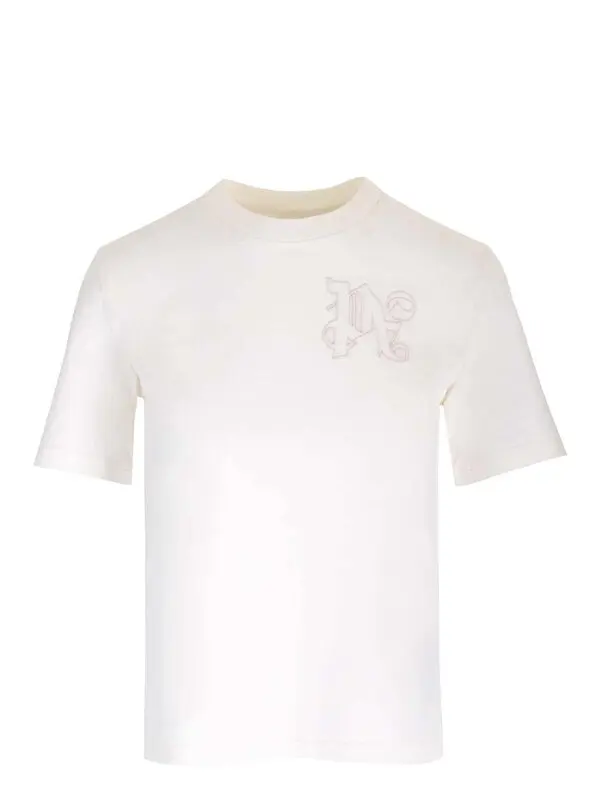 Palm Angels Embroidered Monogram Cotton T-shirt - White