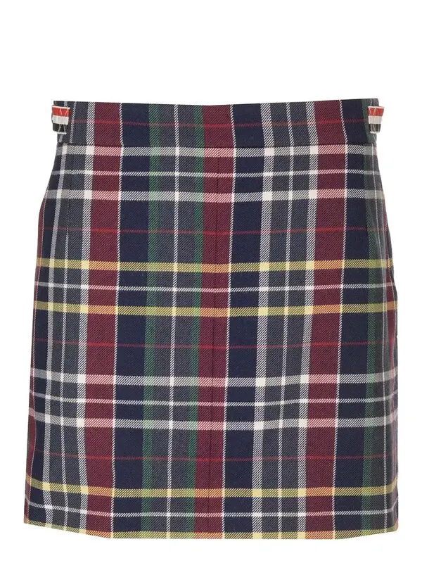 Thom Browne Tartan Wool Mini Skirt - Blue