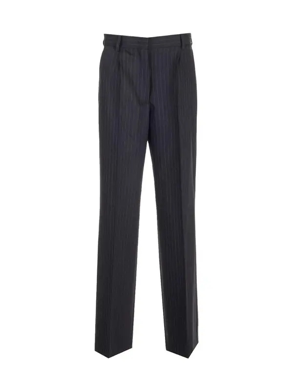 Miu Miu Pinstriped Wool Blend Trousers - Blue