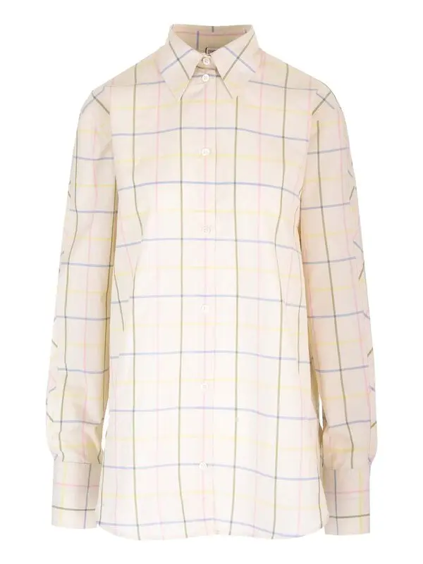 TOTEME Relaxed Fit Cotton Shirt With Pointed Collar And Asymmetric Hem - White