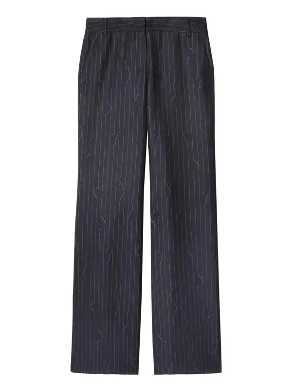 Off-White Pinstriped Wide-leg Tailored Trousers - Gray