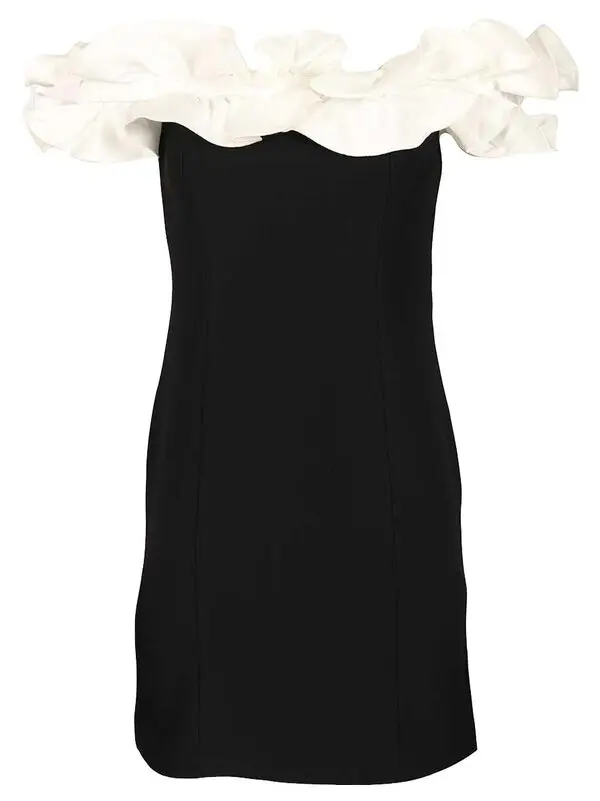 ROTATE BY BIRGER CHRISTENSEN Ruffled Off-the-shoulder Mini Dress - Black