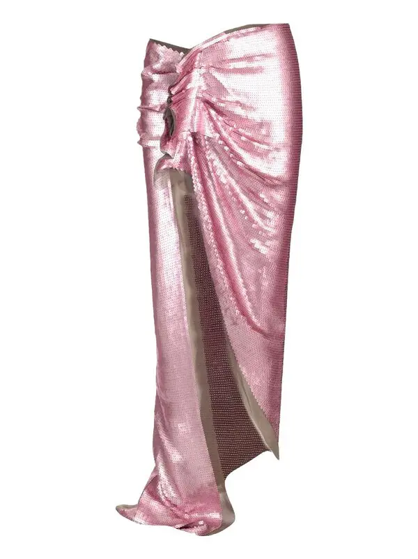 Rick Owens Long Silk Chiffon Skirt With Sequins - Multicolor