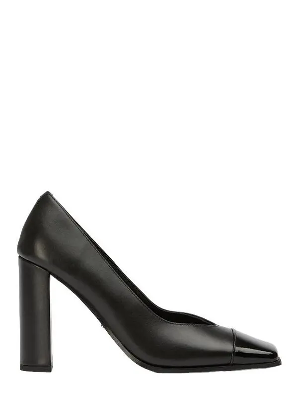 TONY BIANCO Legacy Square Toe Block Heel Pumps - Black Como/black
