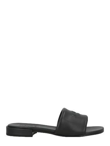 Kenzo Leather Embossed Logo Slide Sandals - Black