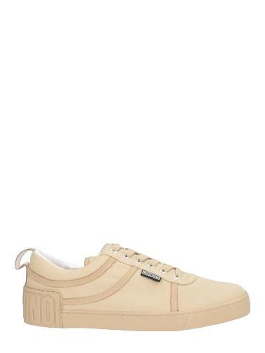 Moschino Low-top Canvas Sneakers With Leather Trims - Beige