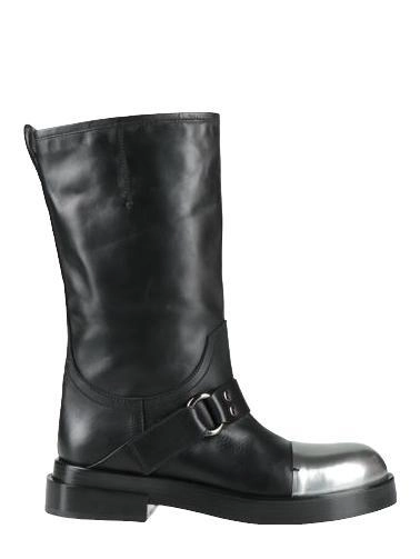Premiata Leather Boots With Metallic Cap Toe And Buckle Detail - Black