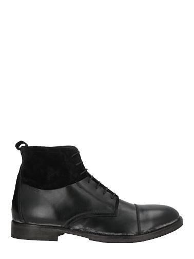 Moma Calfskin And Suede Lace-up Ankle Boots - Black