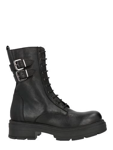 FABRIZIO CHINI Leather Lace-up Ankle Boots - Black
