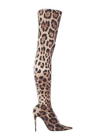 Dolce & Gabbana Over-the-knee Leopard Print Stiletto Boots - Brown
