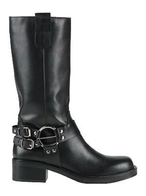 DINO DRAGHI Leather Boots With Buckle Detail - Black
