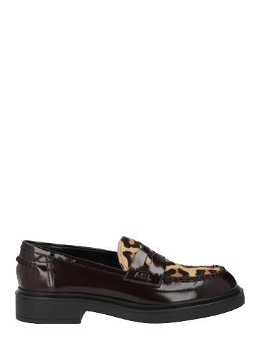 Agl Penny Loafers In Glossed Leather With Calf Hair - Brown