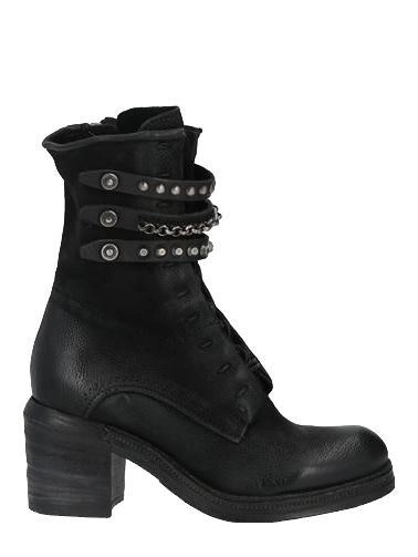 A.S.98 Leather Ankle Boots With Embellishments - Black