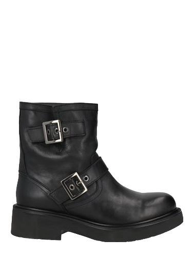 INUOVO Biker Ankle Boots In Leather With Strap Detailing - Black