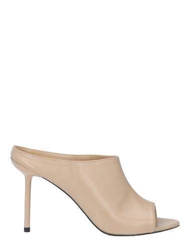 By Far Leather Stiletto Heel Mules - Beige